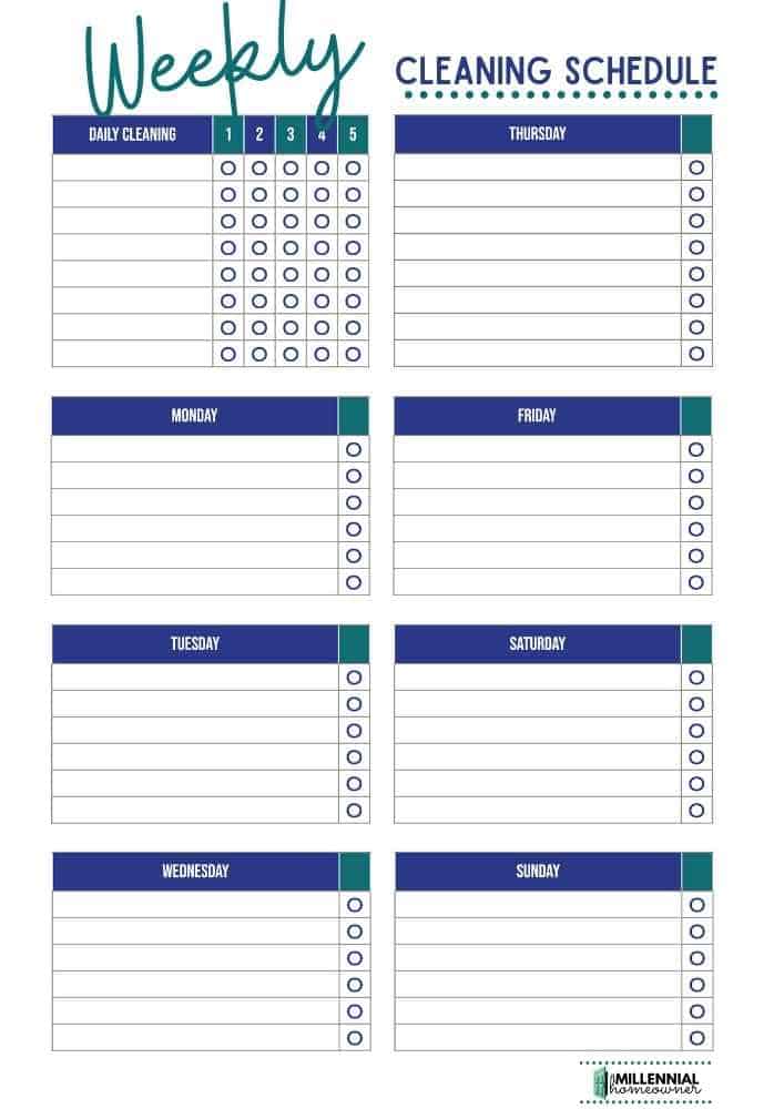  Weekly Cleaning Schedule Template Free Printable Checklist March 2023 