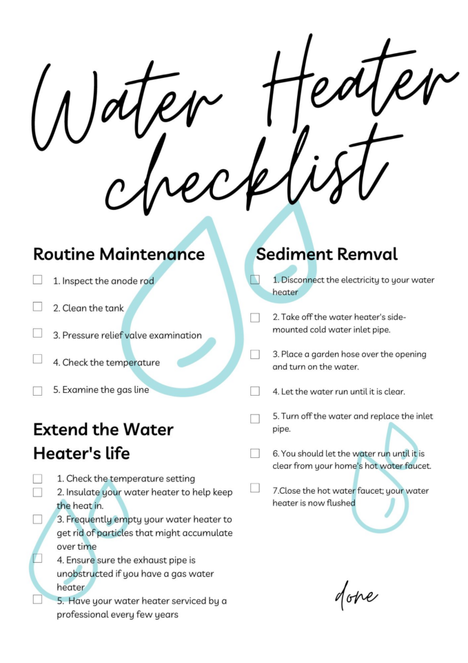 Water Heater Maintenance Checklist (January 2024)